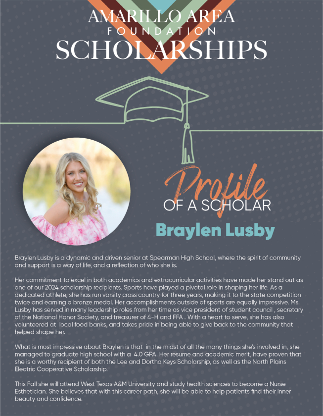 Profile of a Scholar: Braylen Lusby - Amarillo Area Foundation